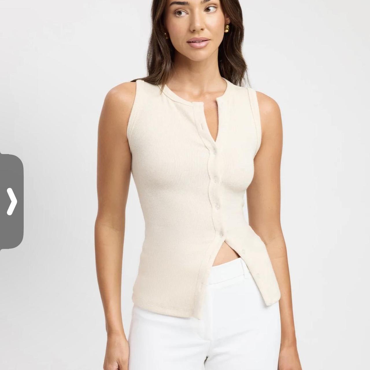 KOOKAI BEC BUTTON TANK RRP$90 worn once shown in photo - Depop