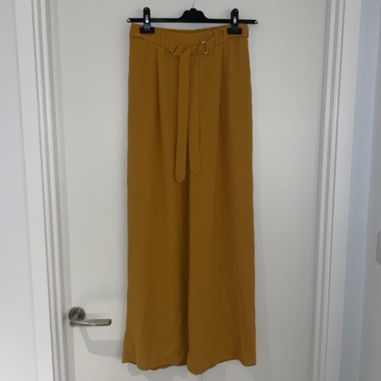 Primark yellow wide leg trousers Barely worn... - Depop