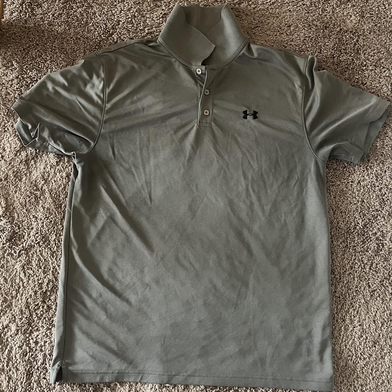 Under Armour grey loose fit polo shirt Worn once in... - Depop
