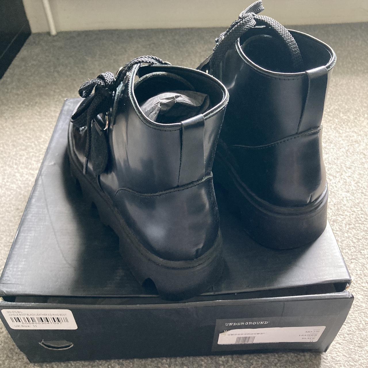 Underground Black Leather Jungle boots Says size 11... - Depop