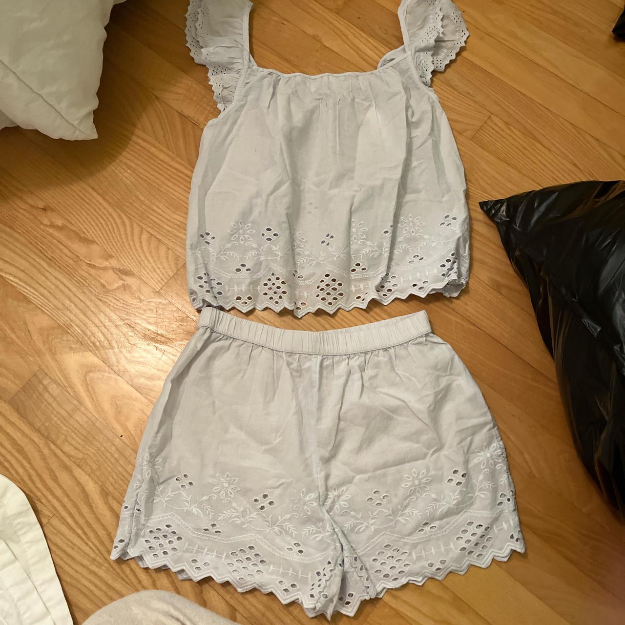 Light grey XS Shabby Chic pajama set, never worn... | Depop