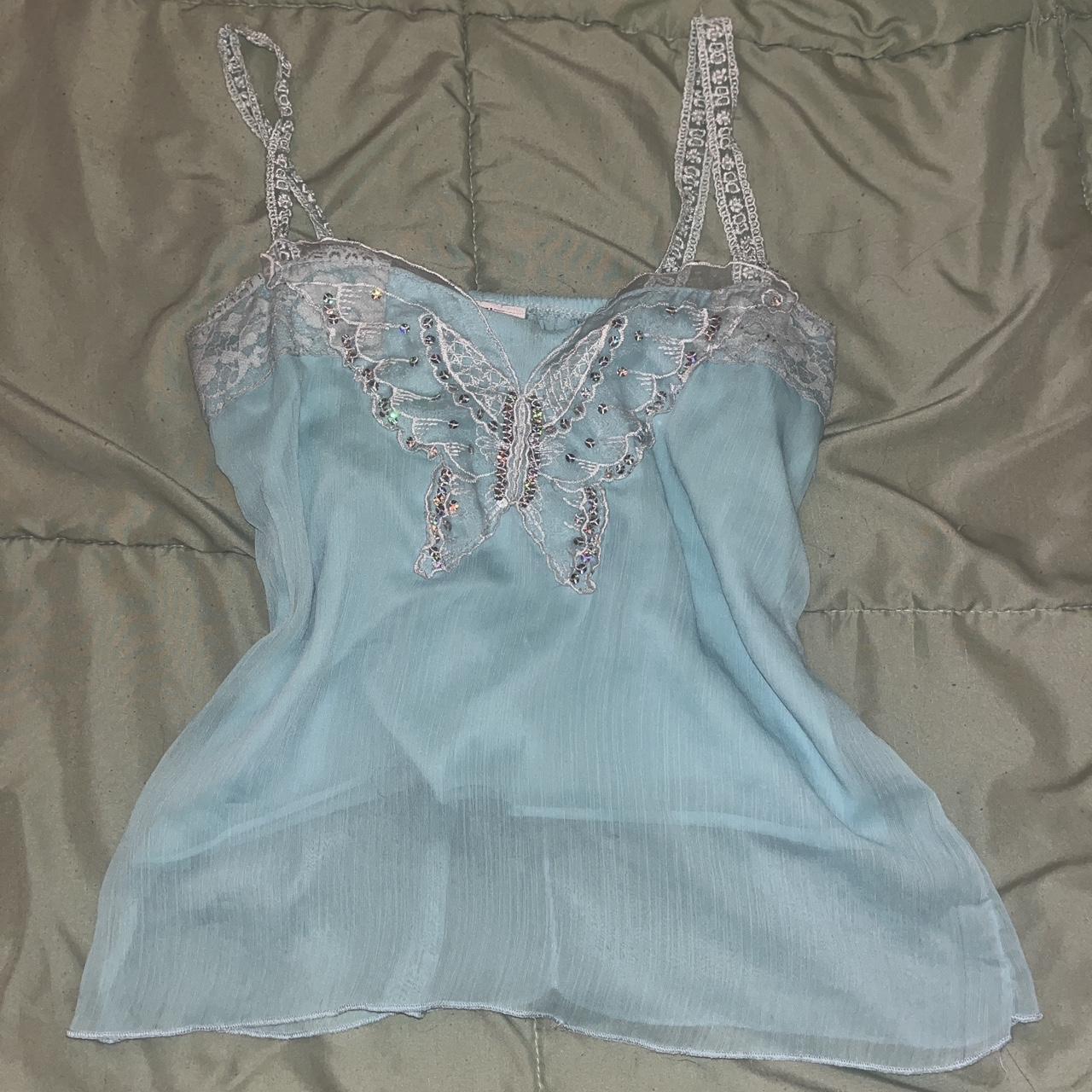 ADORABLE baby blue butterfly top!! So cute with... - Depop