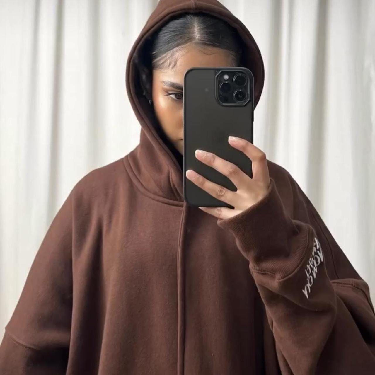 Long hoodie or Abaya Brown From Saeedah Haque Size... - Depop