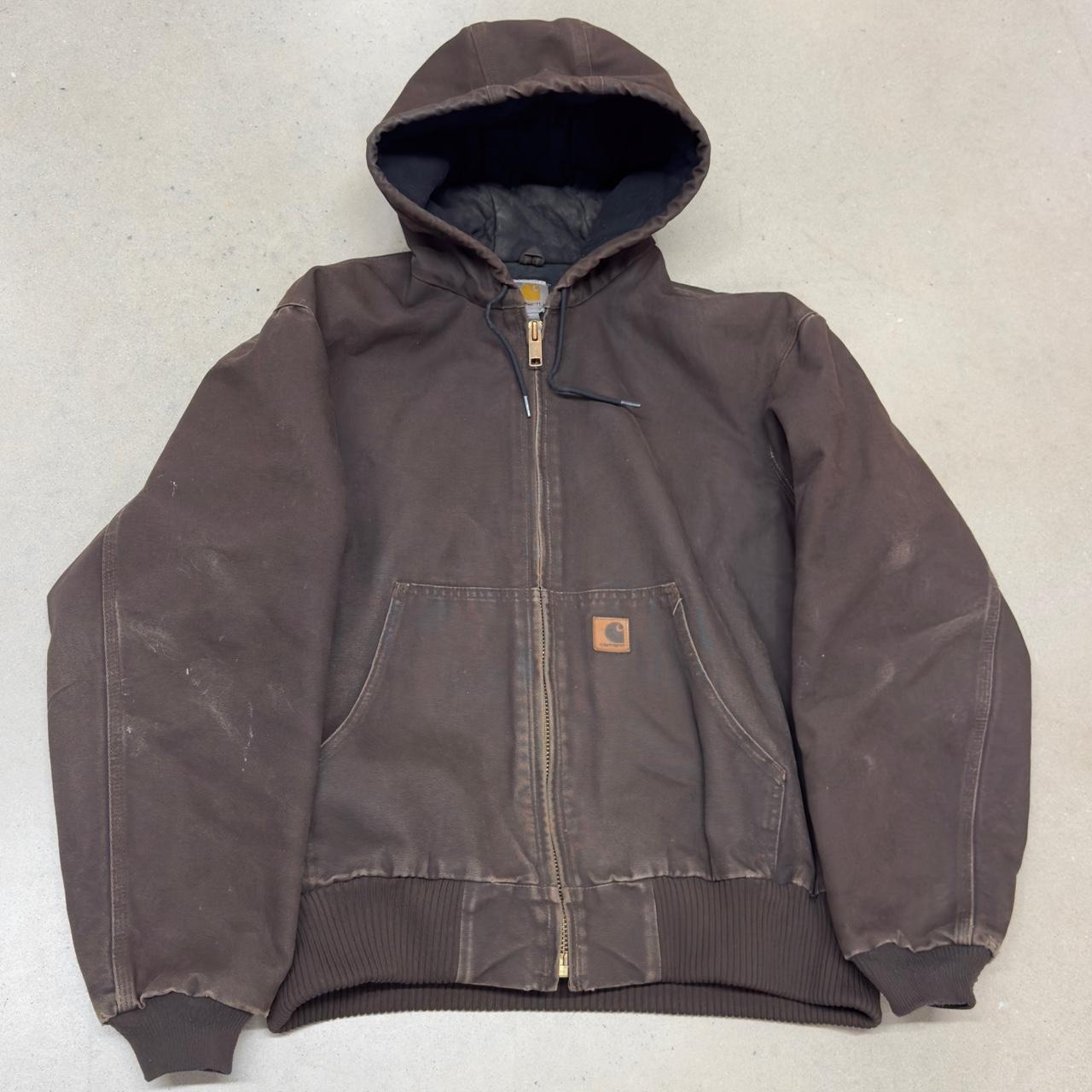 Carhartt J130 DKB Hooded Jacket Size Large Measures... | Depop