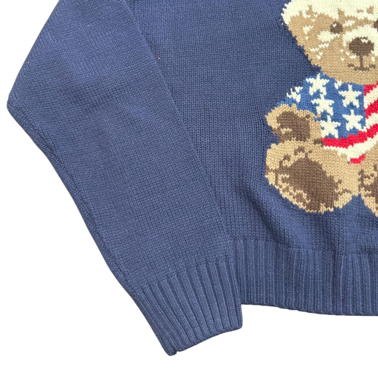 Navy blue Grayson Teddy Bear American Flag sweater... | Depop