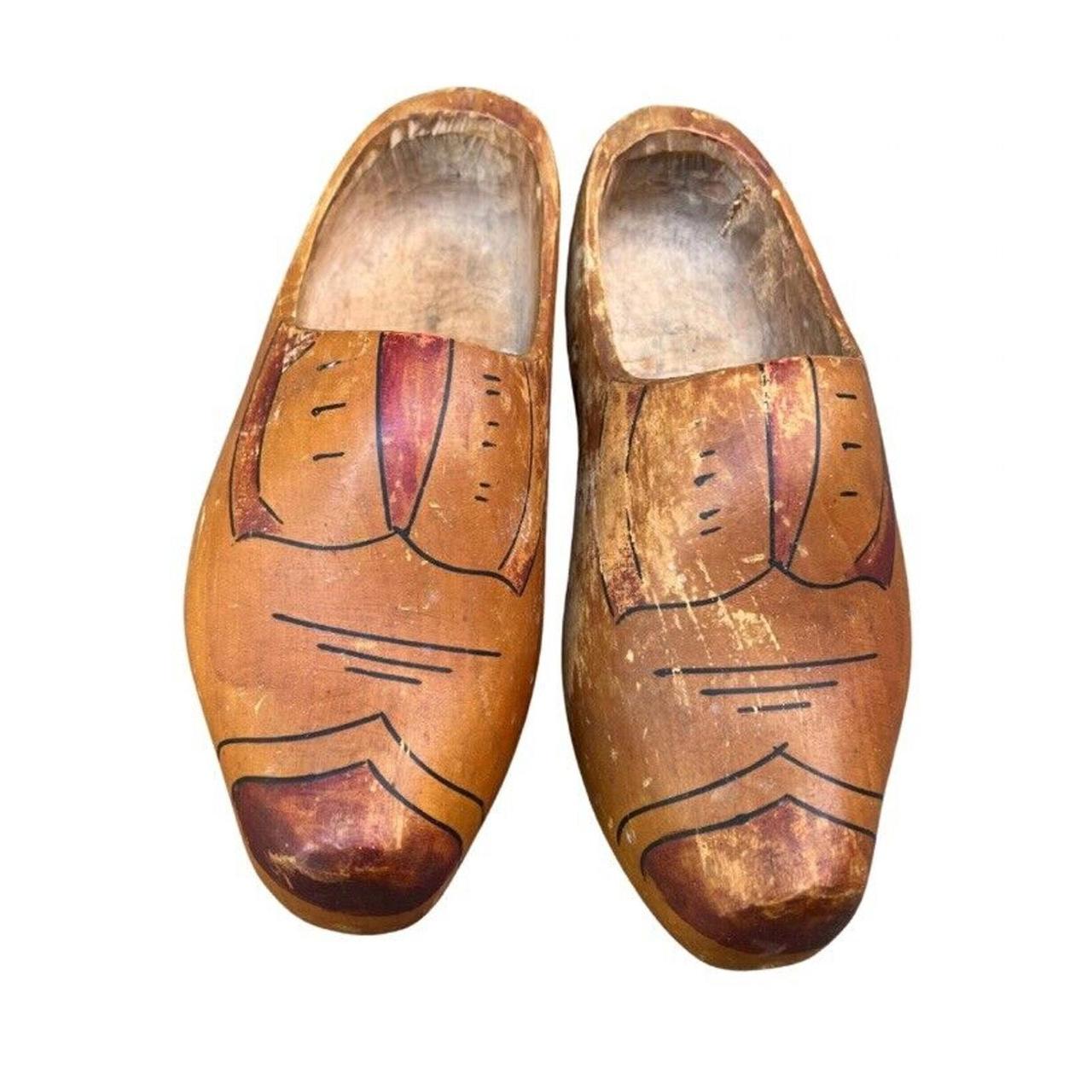 Antique Hand-Painted Wooden Shoes Decor | Rustic... | Depop