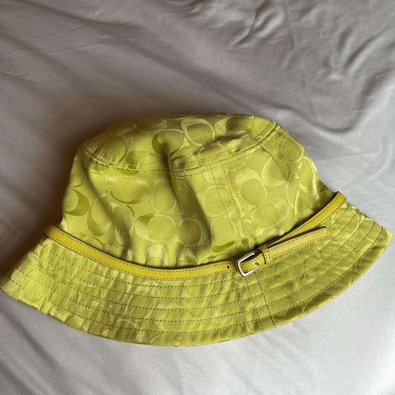 AUTHENTIC Coach monogram lime bucket hat size small... - Depop