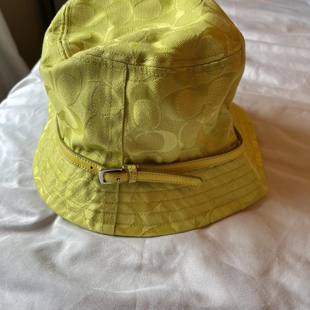 AUTHENTIC Coach monogram lime bucket hat size small... - Depop