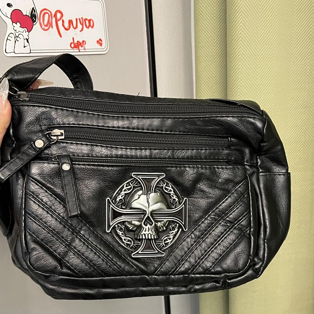 Y2k Retro Black Skull Shoulder Crossbody... - Depop