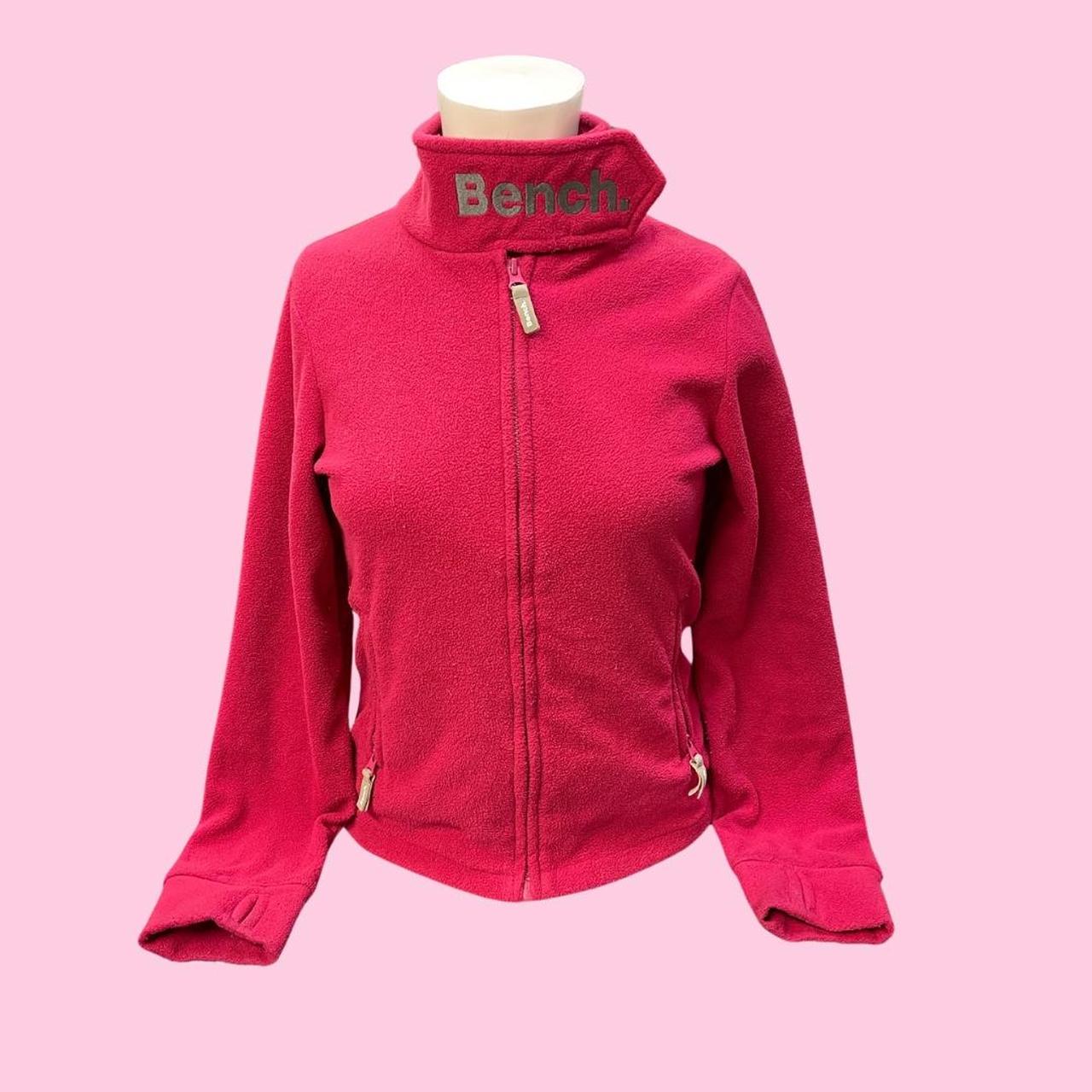 Super cute hot pink bench fleece jacket Thumb holes... | Depop