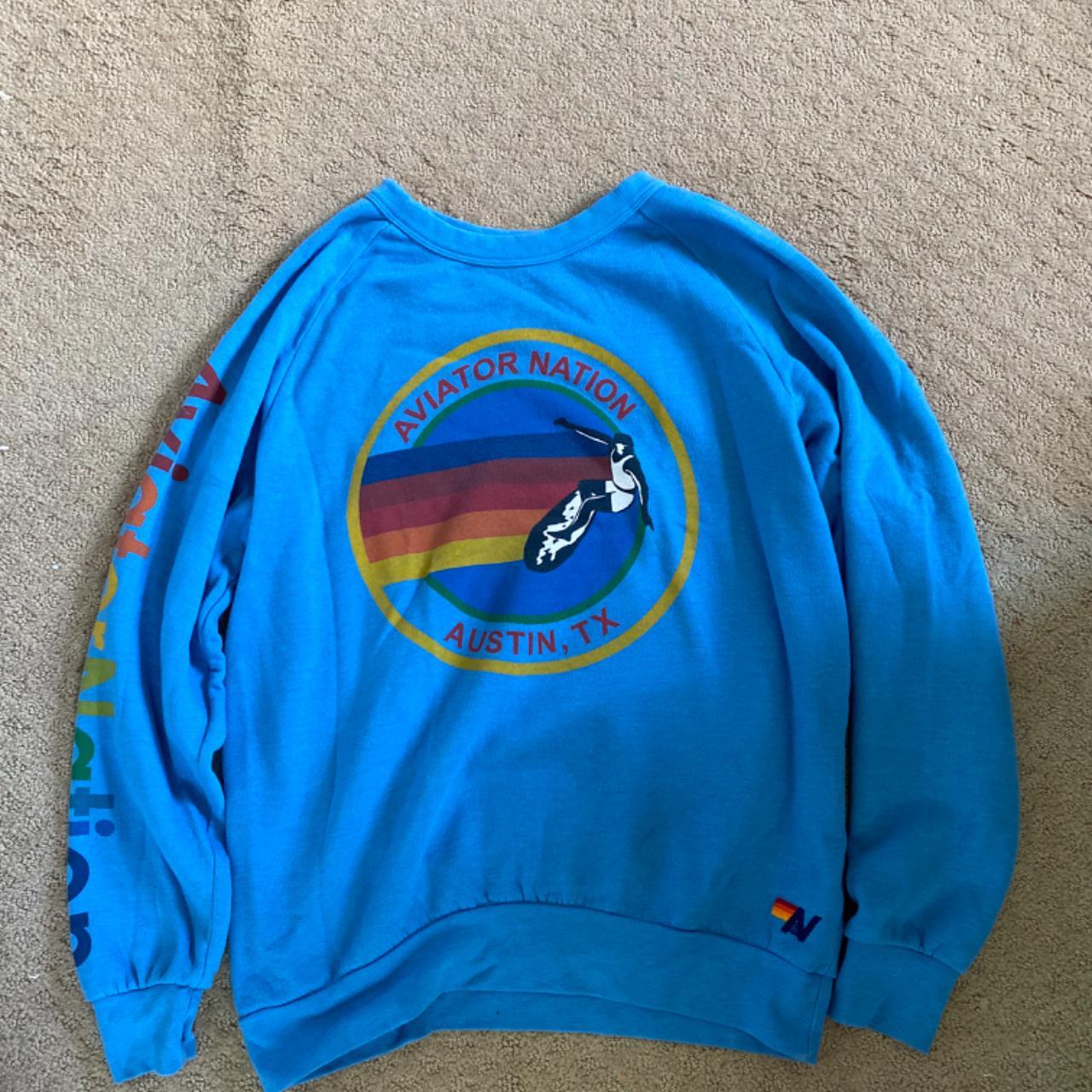 blue Austin aviator nation crewneck, size L, worn... - Depop