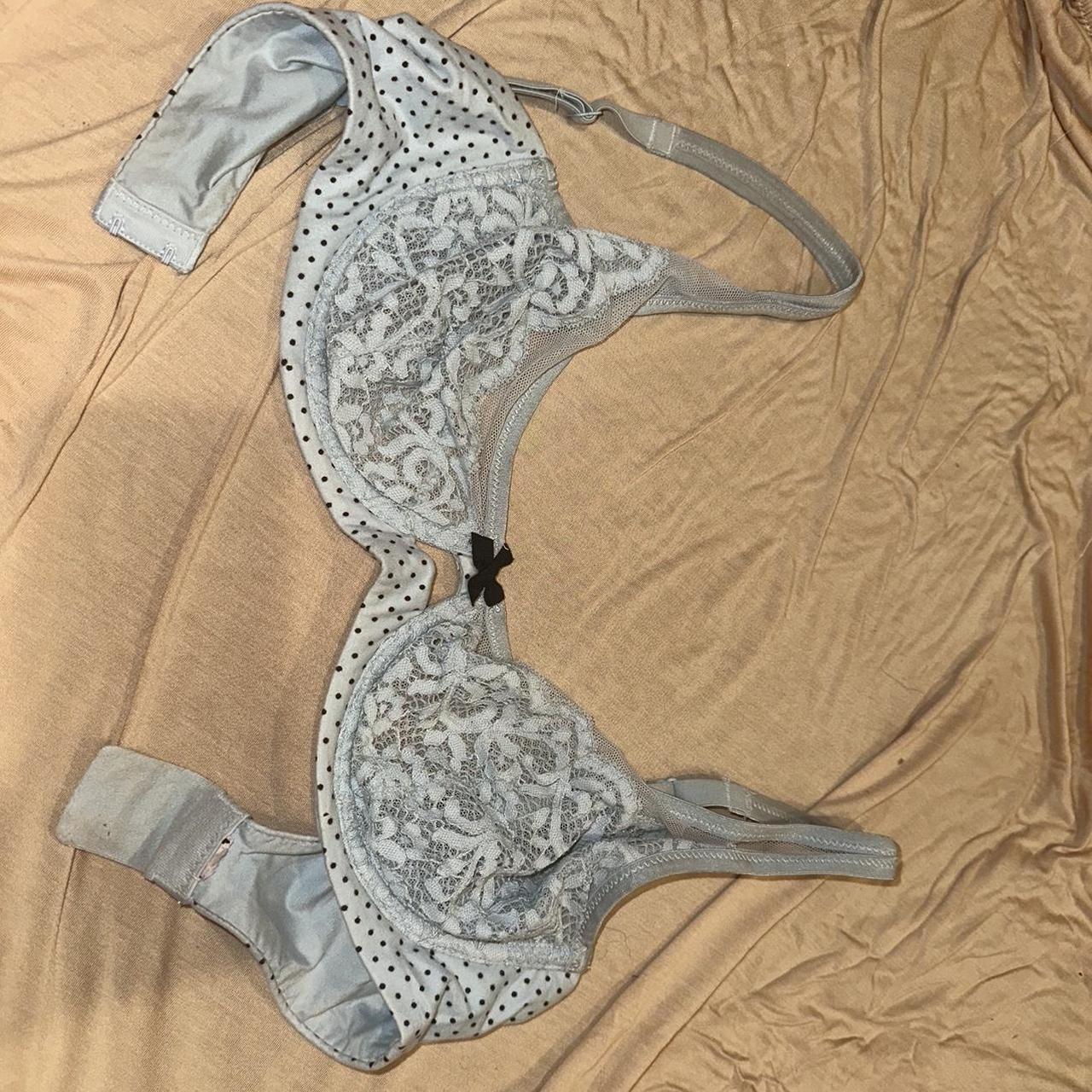 Beautiful light blue lace bra with a cute little bow... - Depop