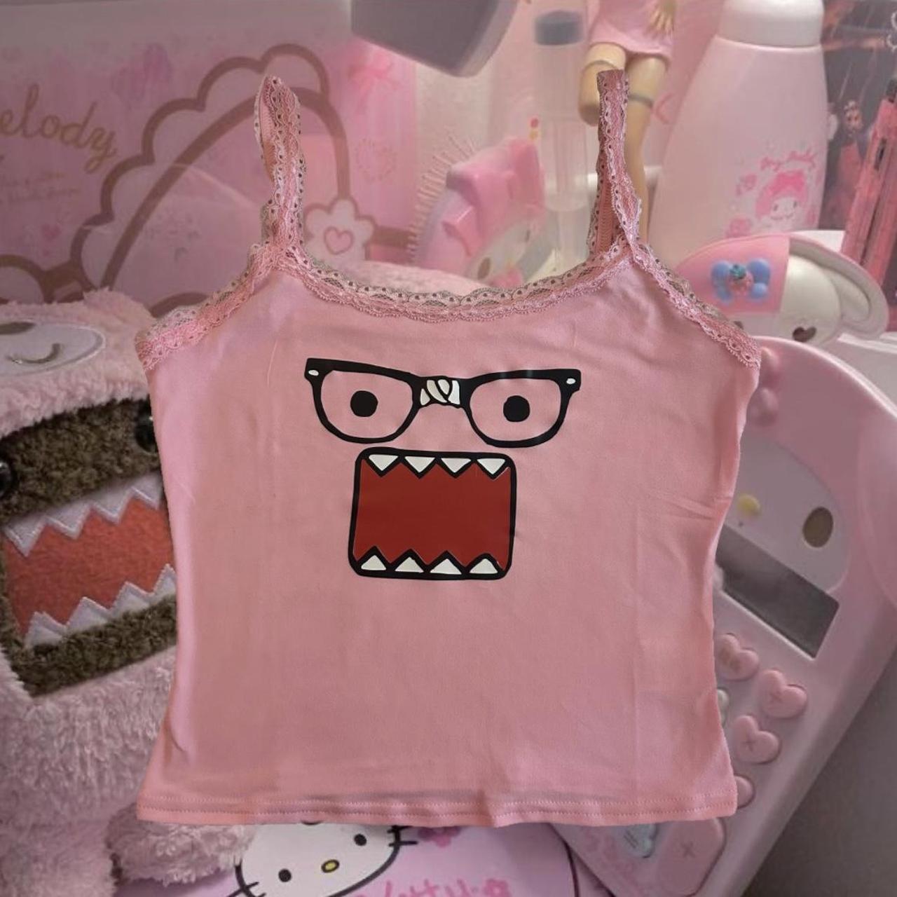 Pink Domo DomoKun Tank Top ૮꒰ ˶• ༝ •˶꒱ა ♡ ONLY... - Depop
