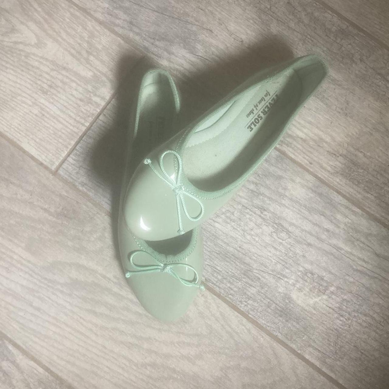 mint green glossy ballet flats size us womans 5... - Depop