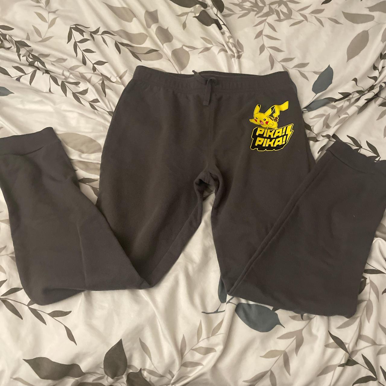 Pikachu black and yellow joggers Size large - Depop