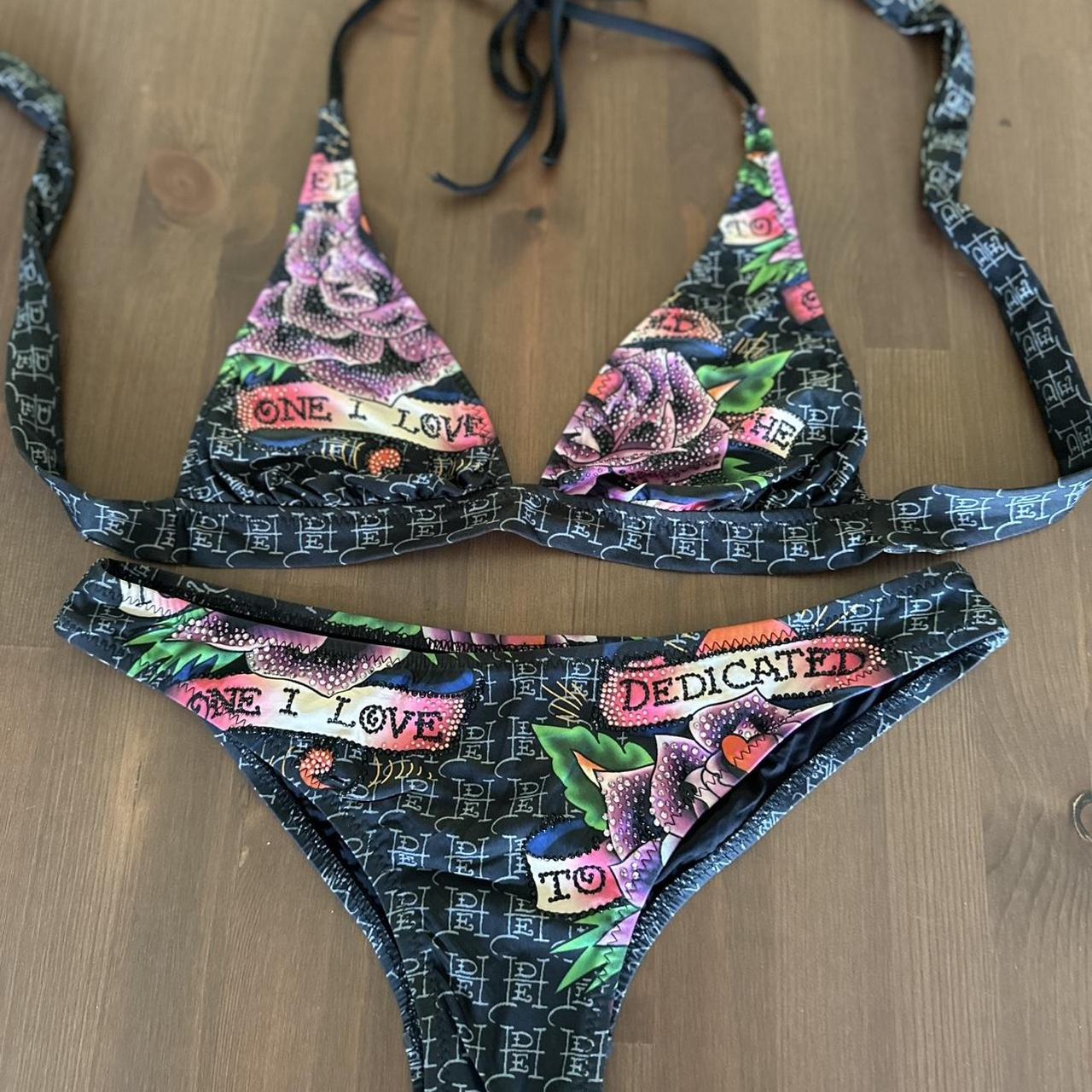 Ed hardy, grey, “one I love” bikini: 1x XSMALL, 1x... | Depop