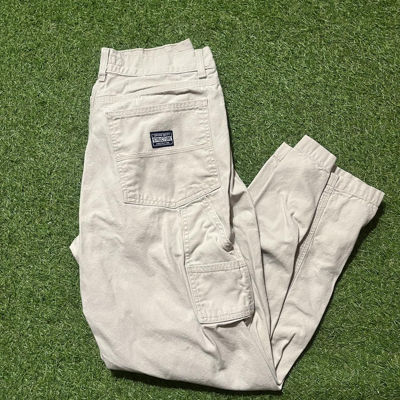 Vintage 90s structure carpenter white pants size... | Depop