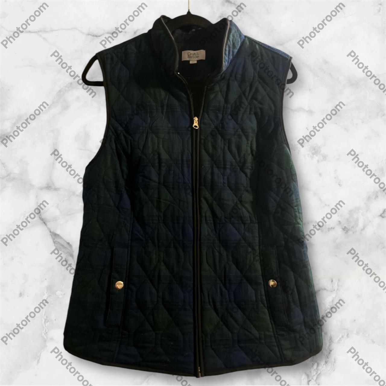 Croft & Barrow Tartan Plaid Green Blue Quilted Vest... | Depop