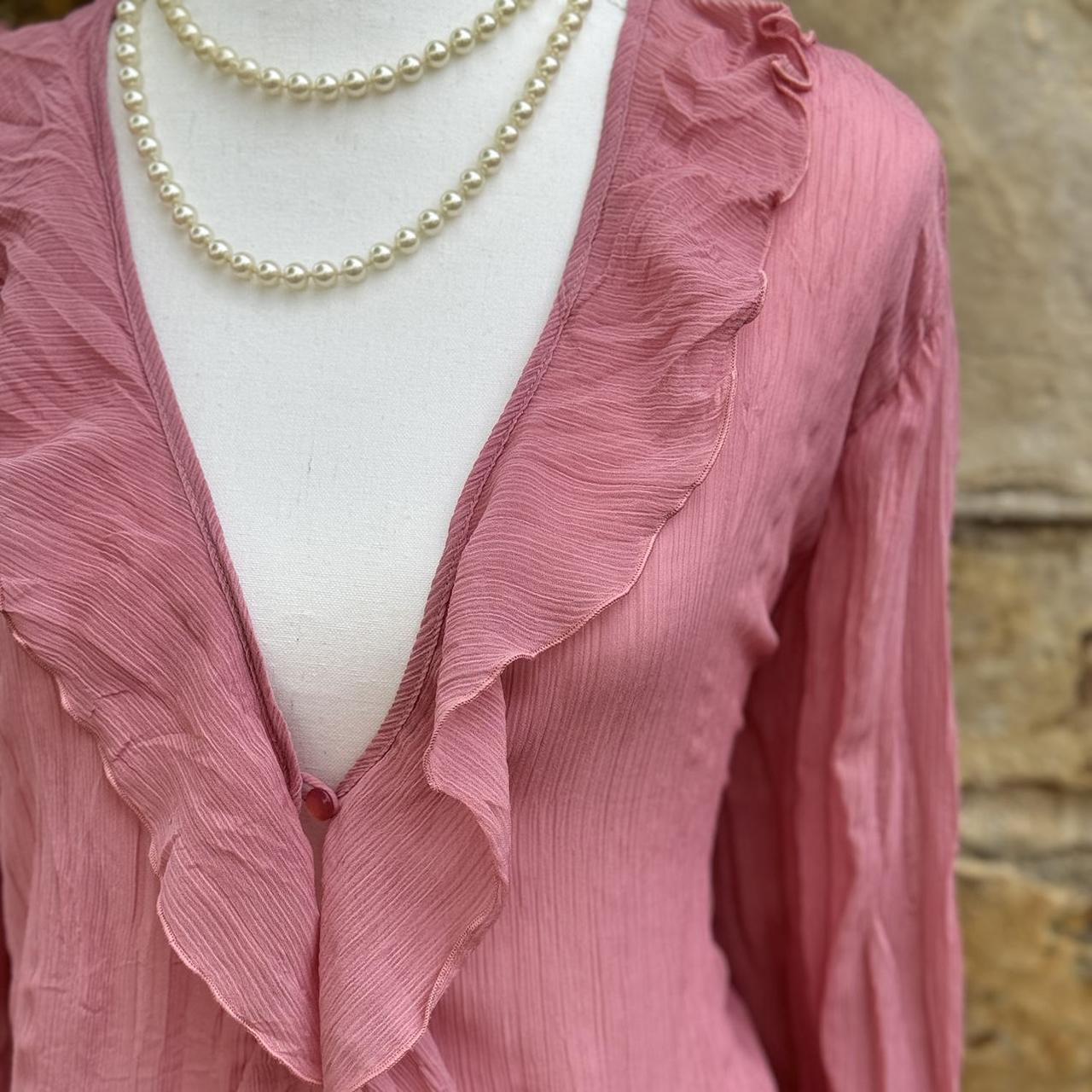 Pink front ruffle blouse cover up. Cato size XL in... - Depop
