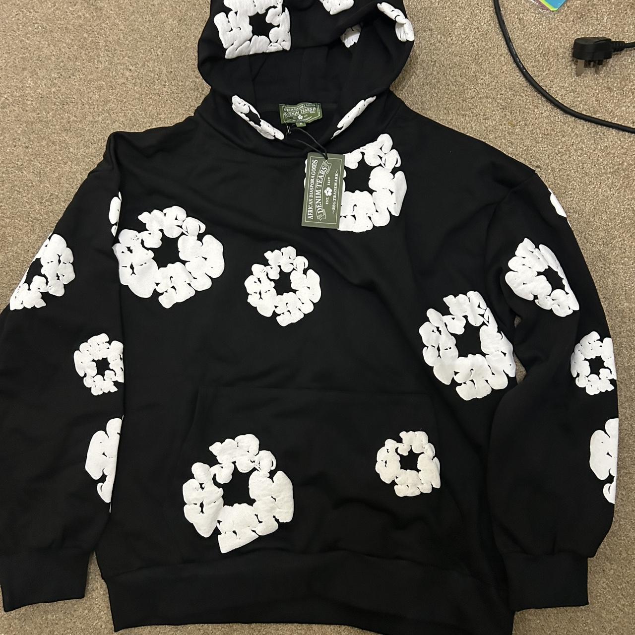 Authentic black denim tears jumper Size medium - Depop