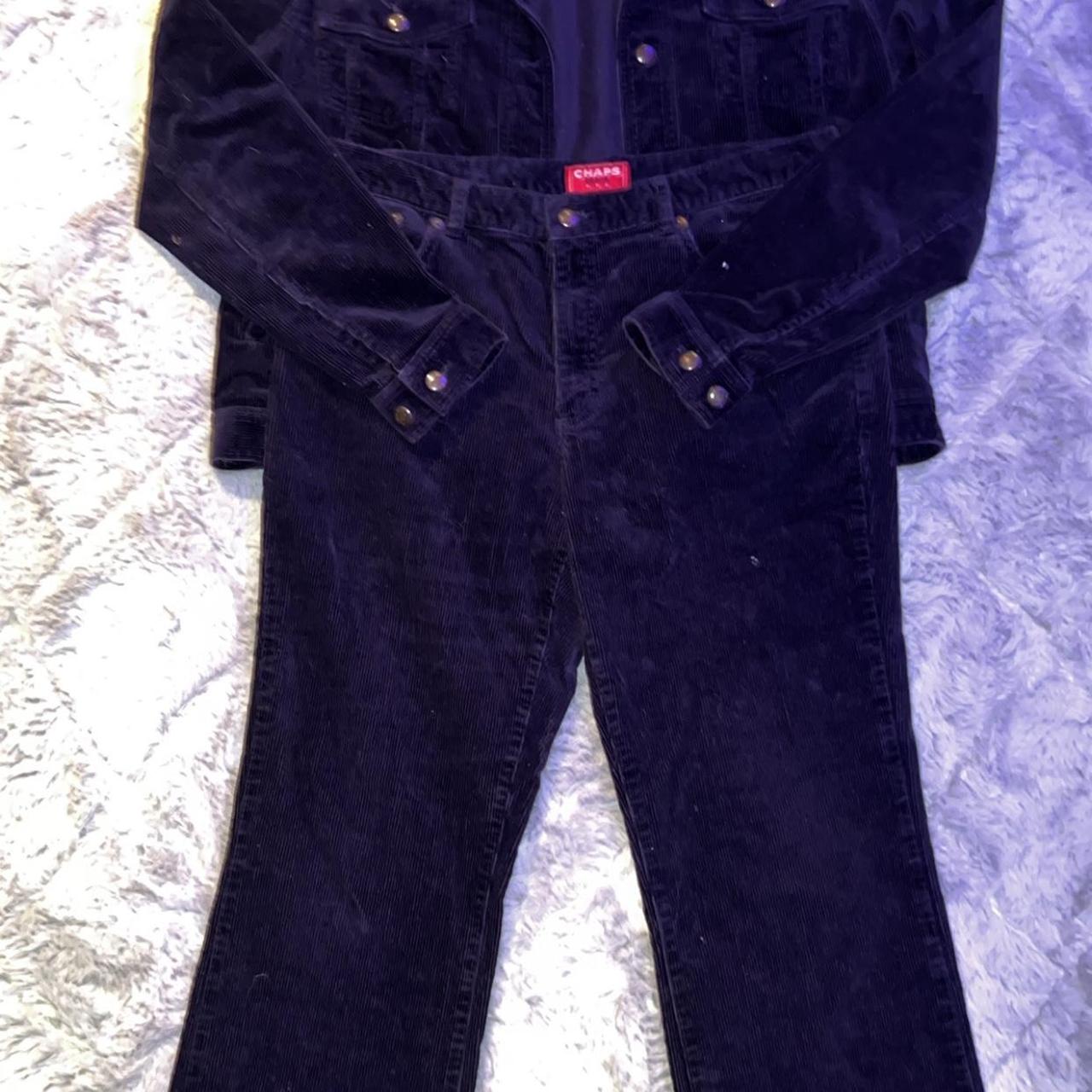 Purple corduroy pants and jacket set pants are size... | Depop