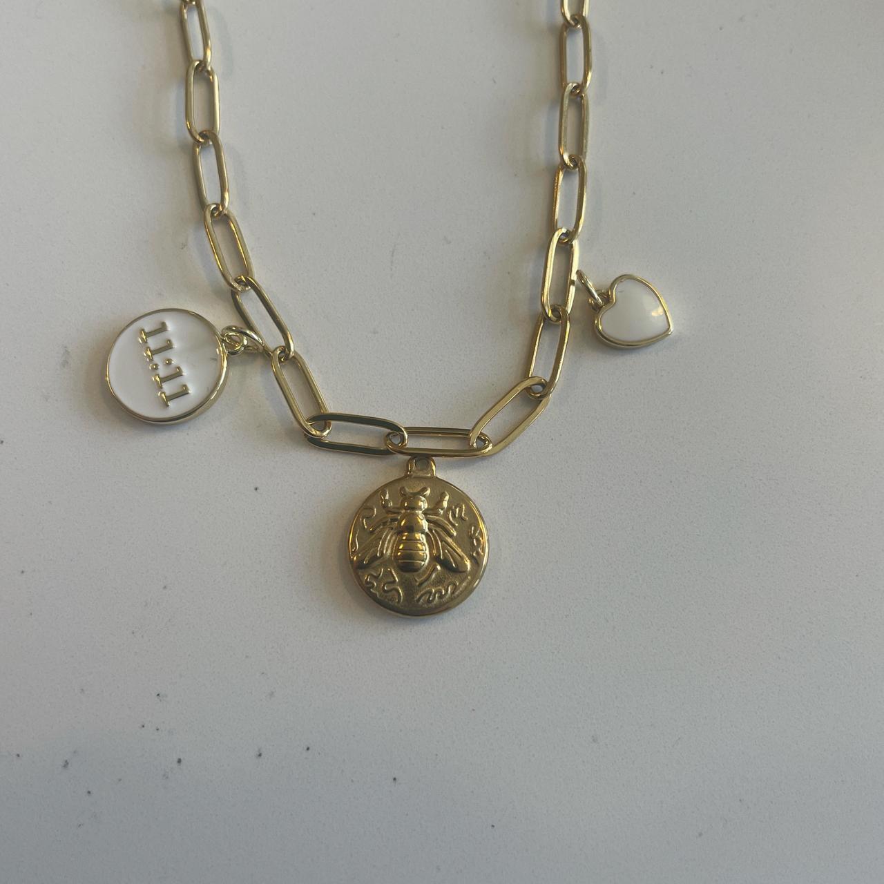 18k gold plated charm necklace. Includes all charms. - Depop