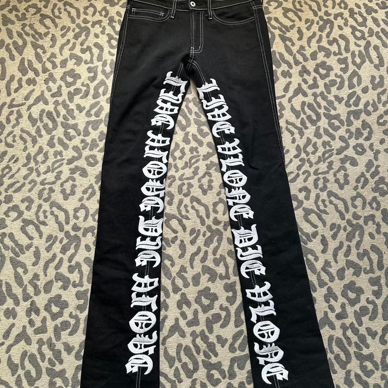 Vlone Men's Jeans vlone old English... - Depop