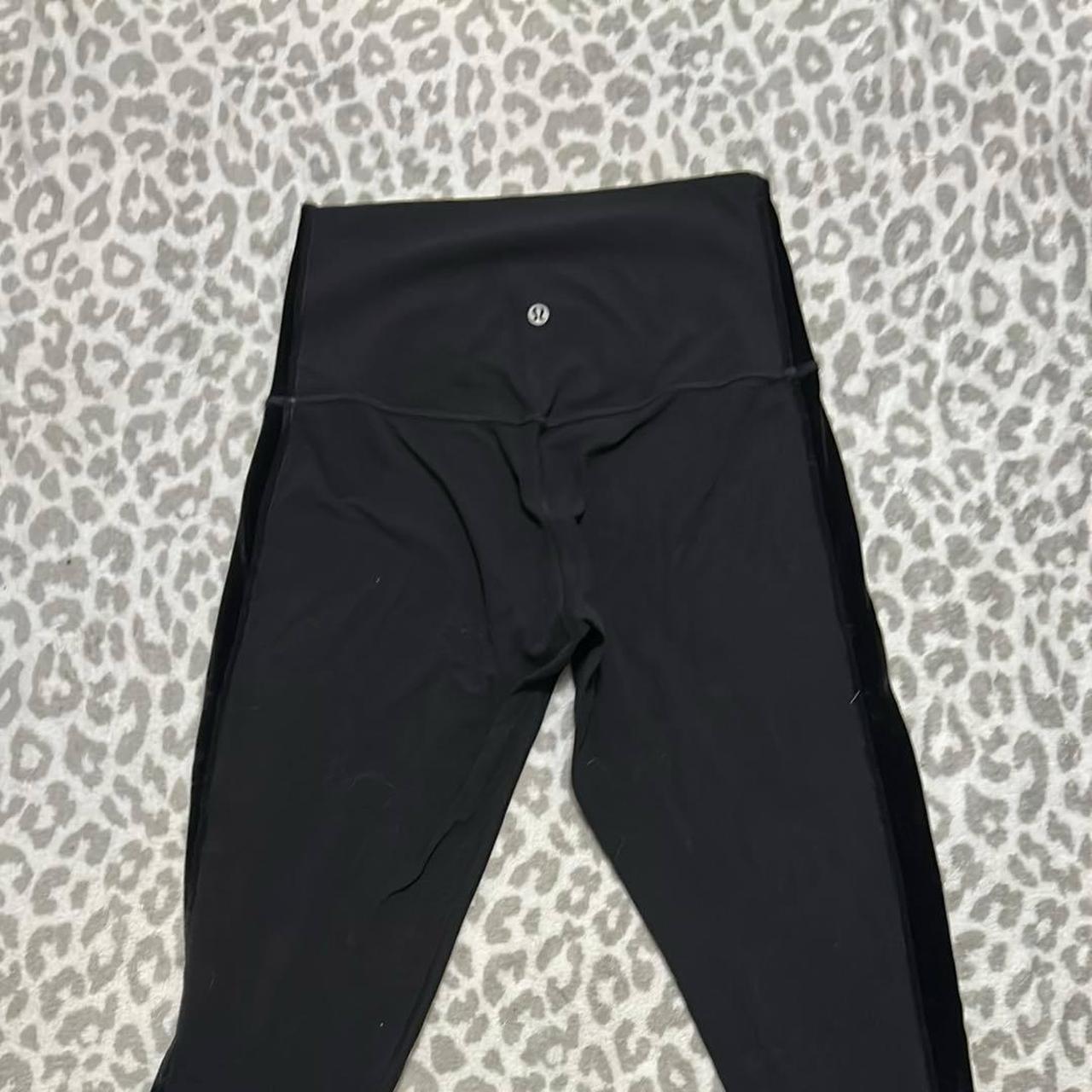 Black Lululemon leggings with side stripe #leggings... | Depop