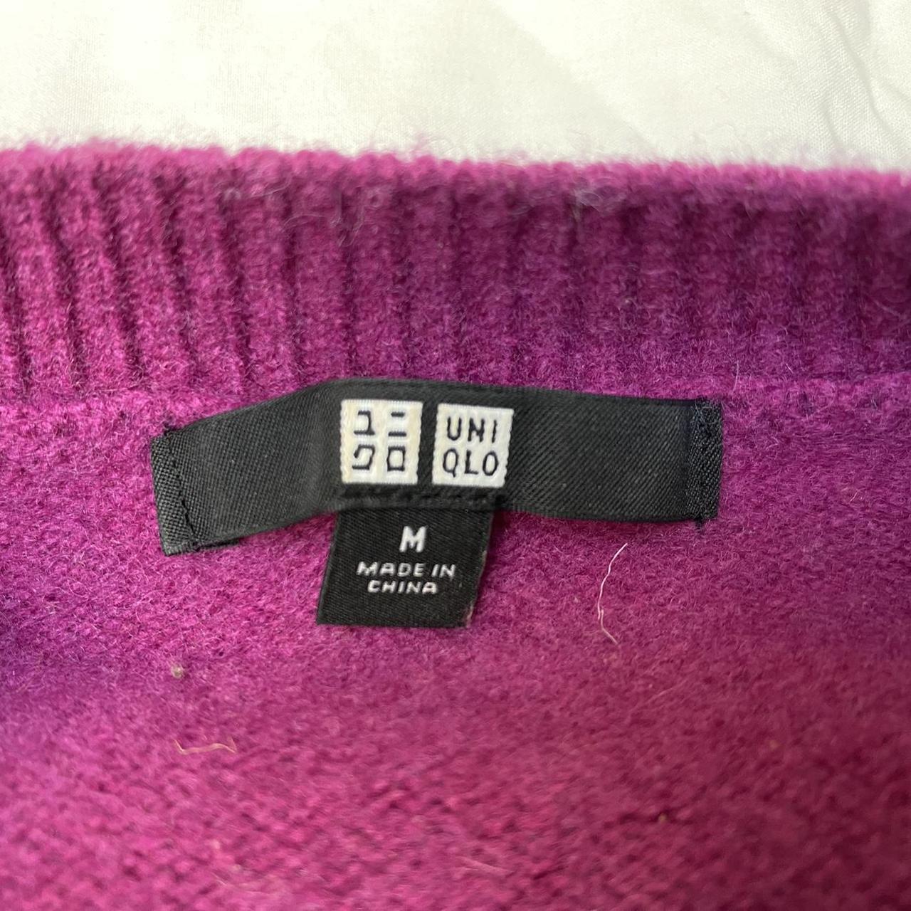 Purple Uniqlo jumper, small hole in the body of the... - Depop