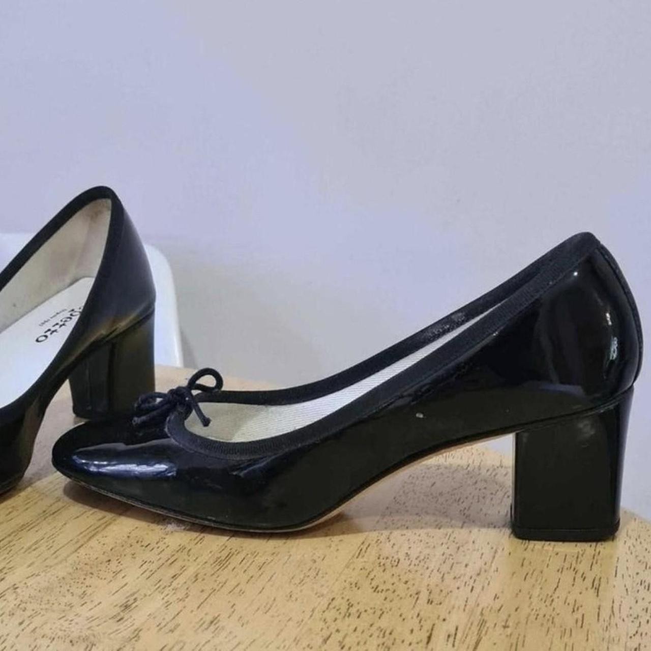 Black repetto square toe ballet style heels, in... - Depop
