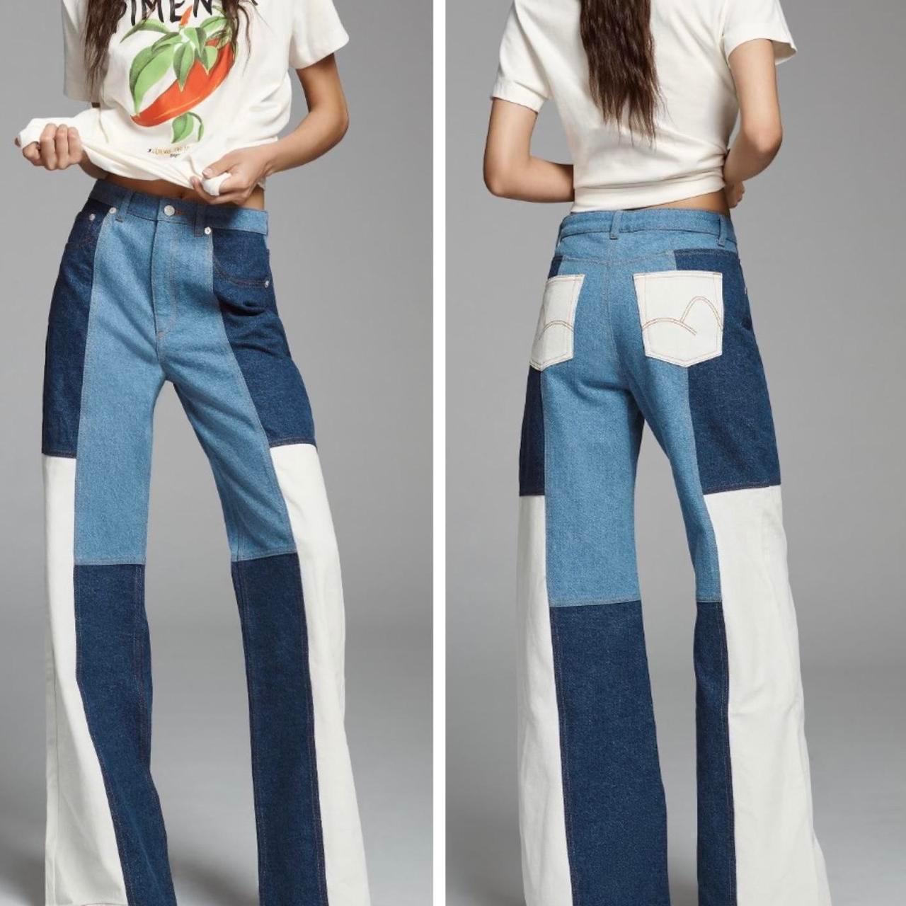 Farm Rio Women's multi Jeans Farm Rio Patch Wide-Leg... - Depop