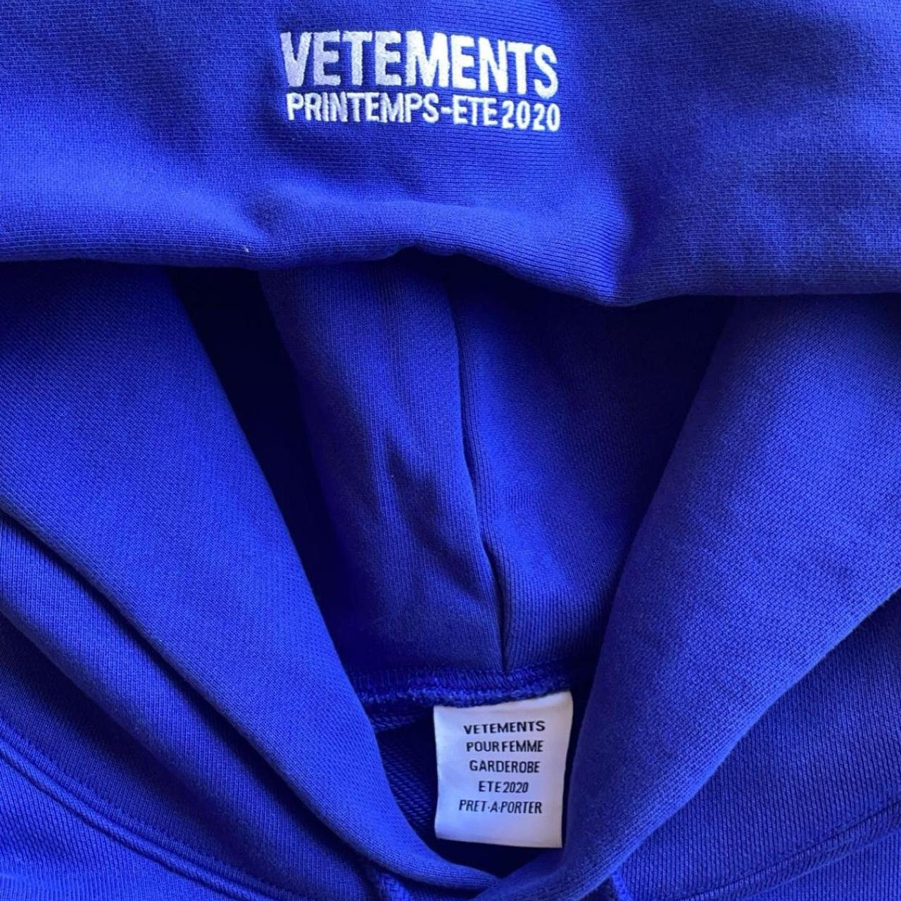 Vetements Blue “Ecstasy” Hoodie Size is XS but fits... - Depop