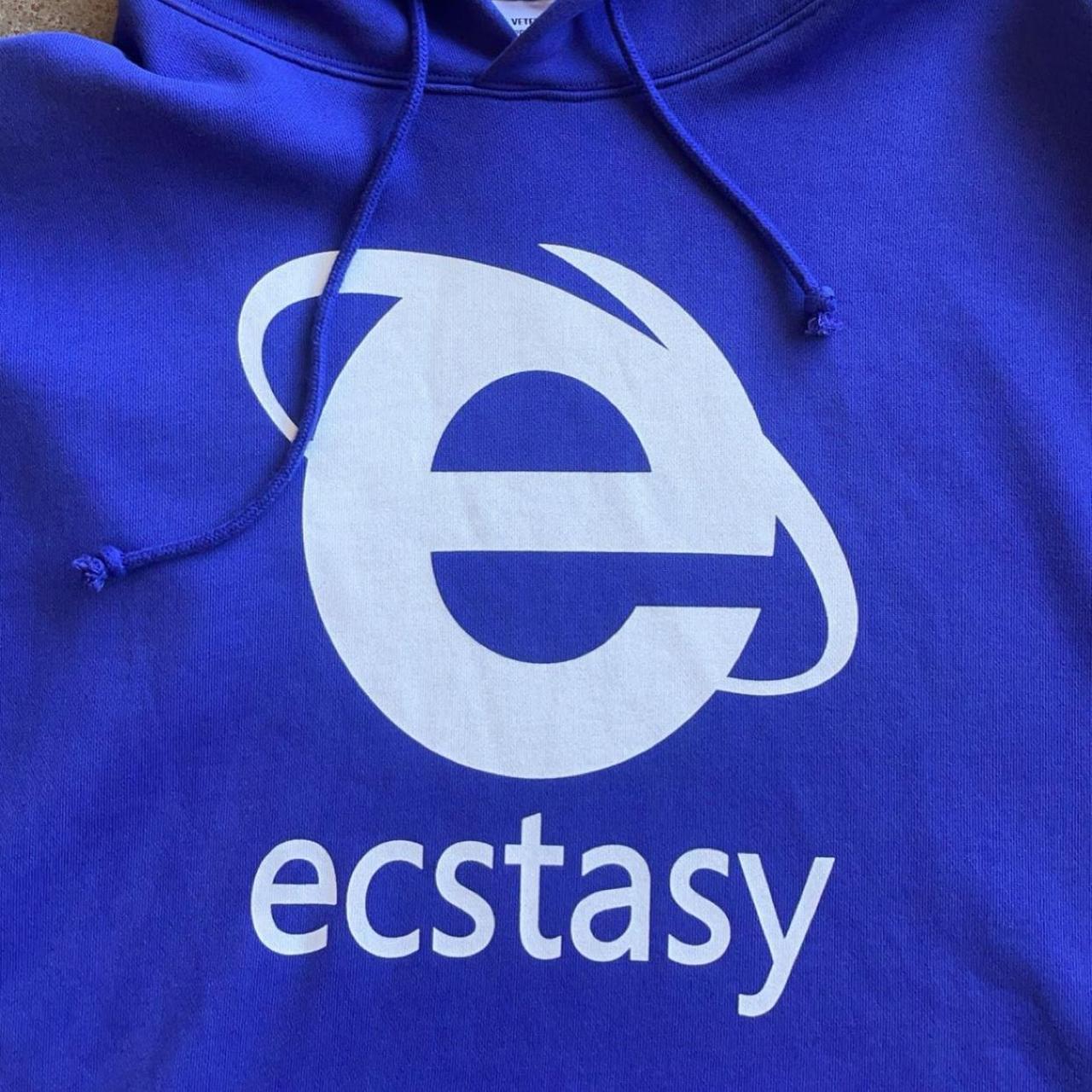 Vetements Blue “Ecstasy” Hoodie Size is XS but fits... - Depop