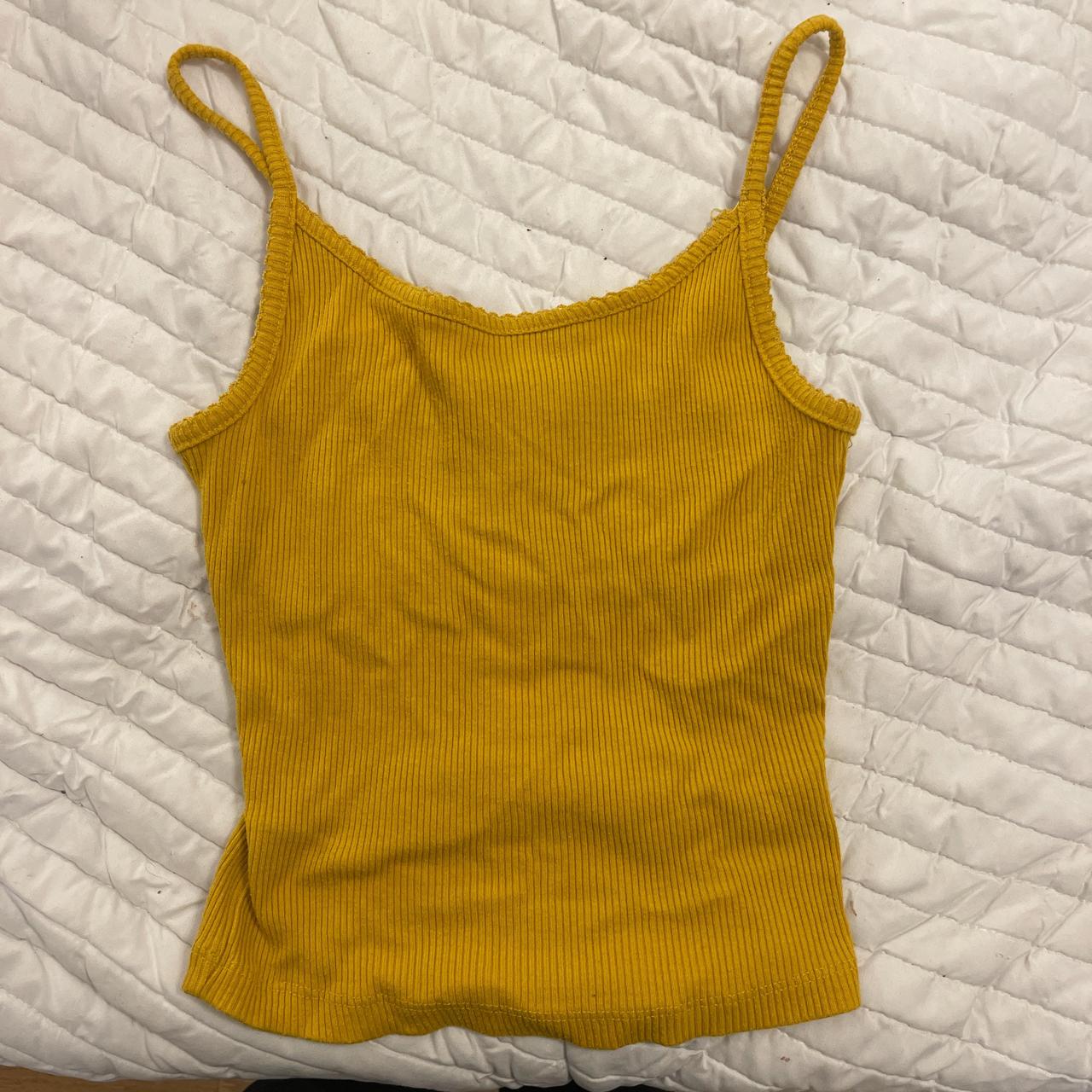 Yellow ribbed tank top #yellowtop - Depop