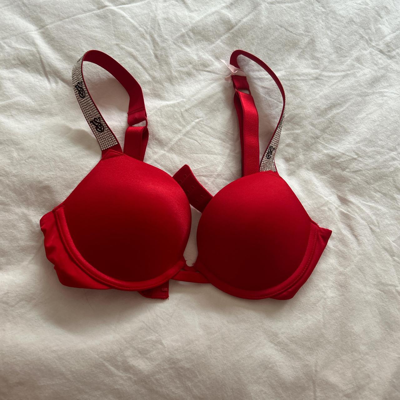 30 B red victoria’s divert bra with sparkle strap.... | Depop