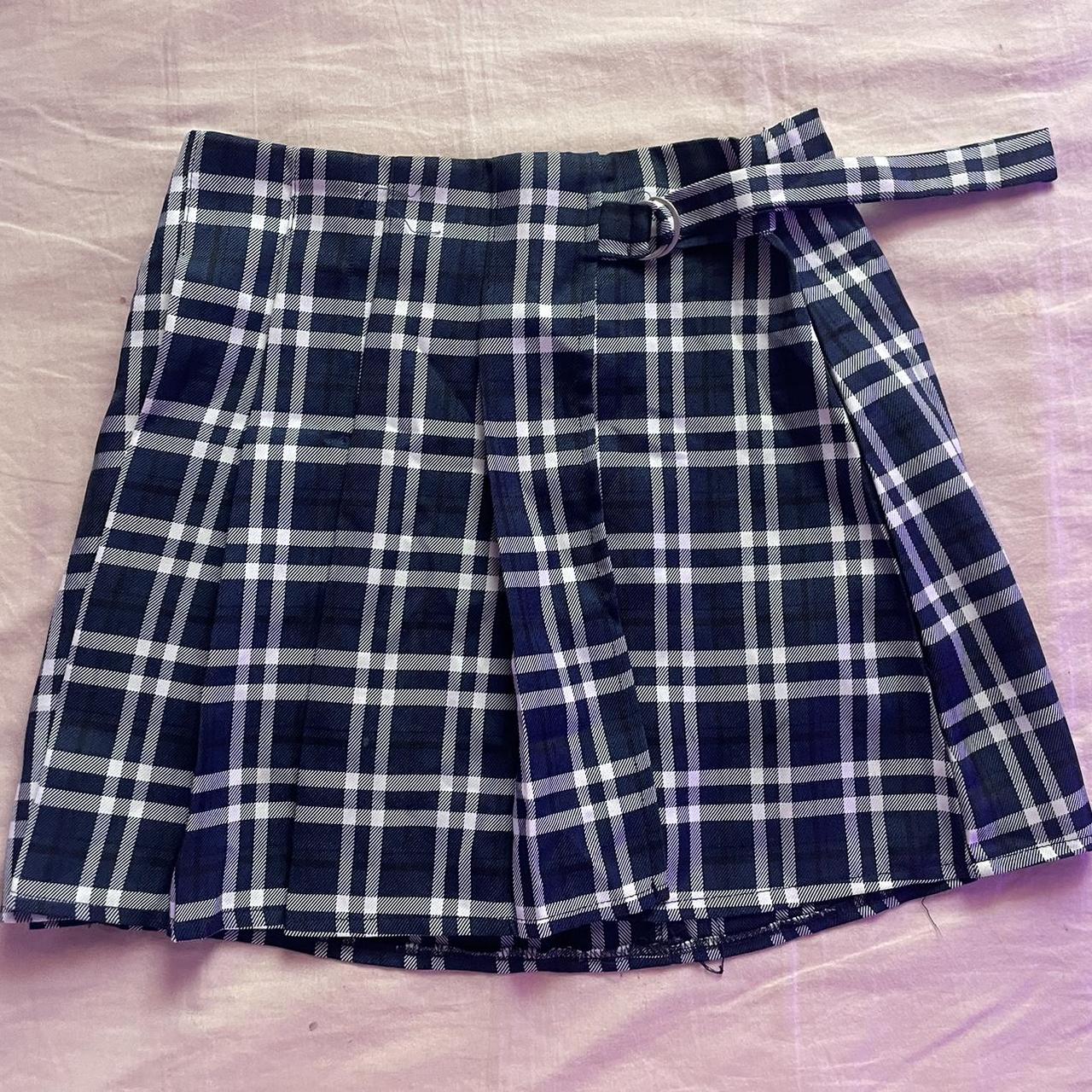 Blue plaid skirt - Depop