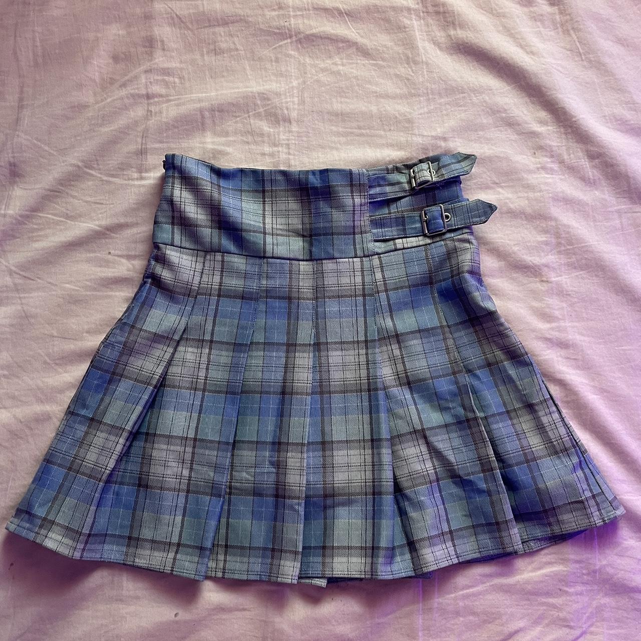 Blue plaid skirt - Depop