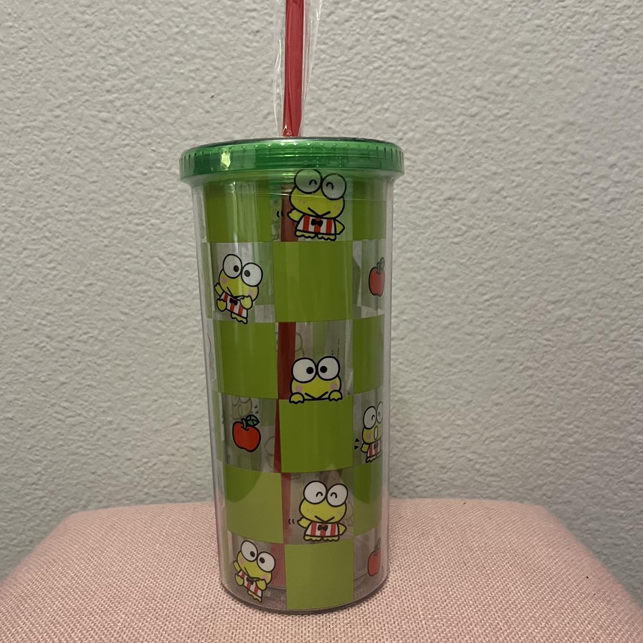 Brand New 20oz Keroppi tumbler cup with lid and... - Depop