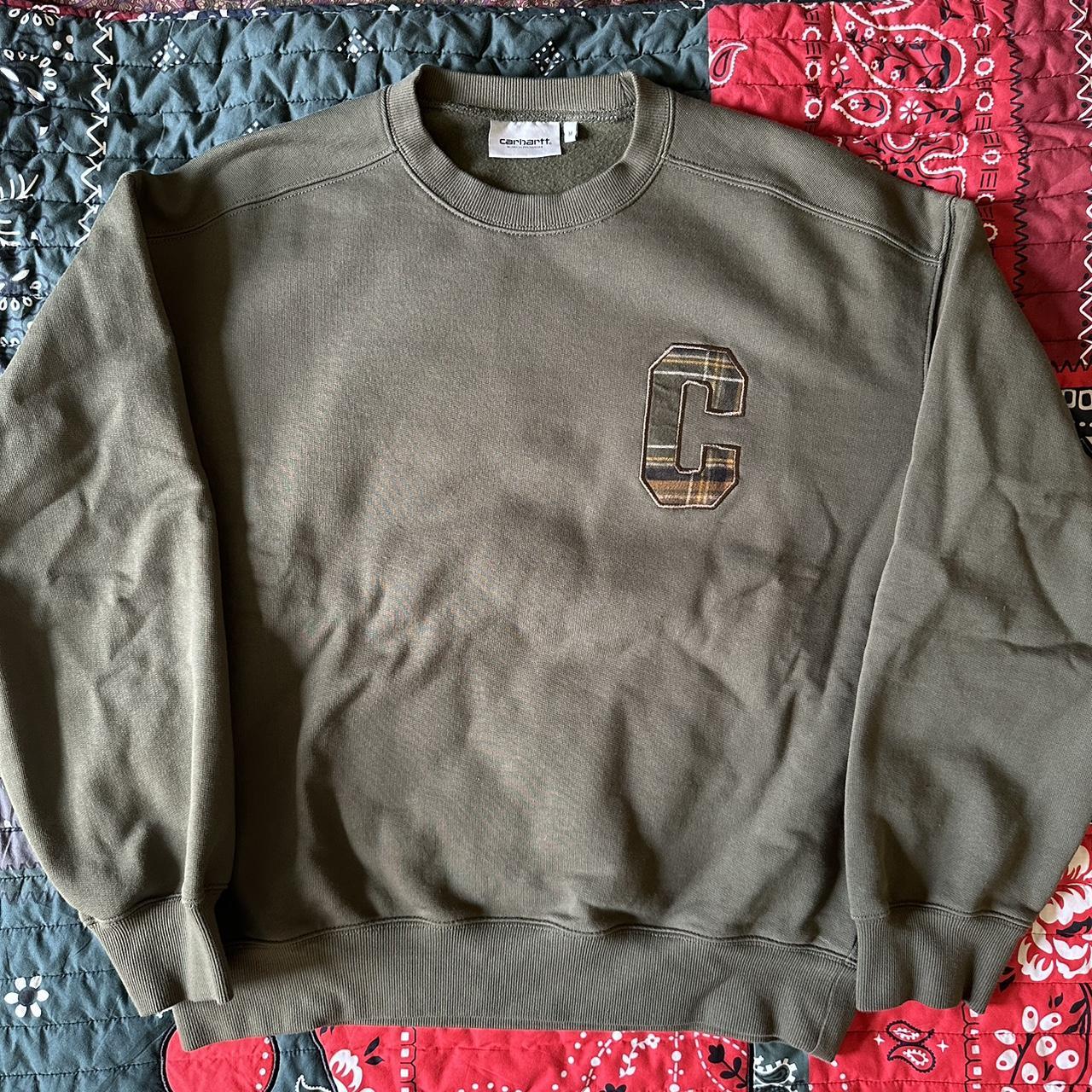 carhartt wip wiles logo-patch sweatshirt worn once | Depop