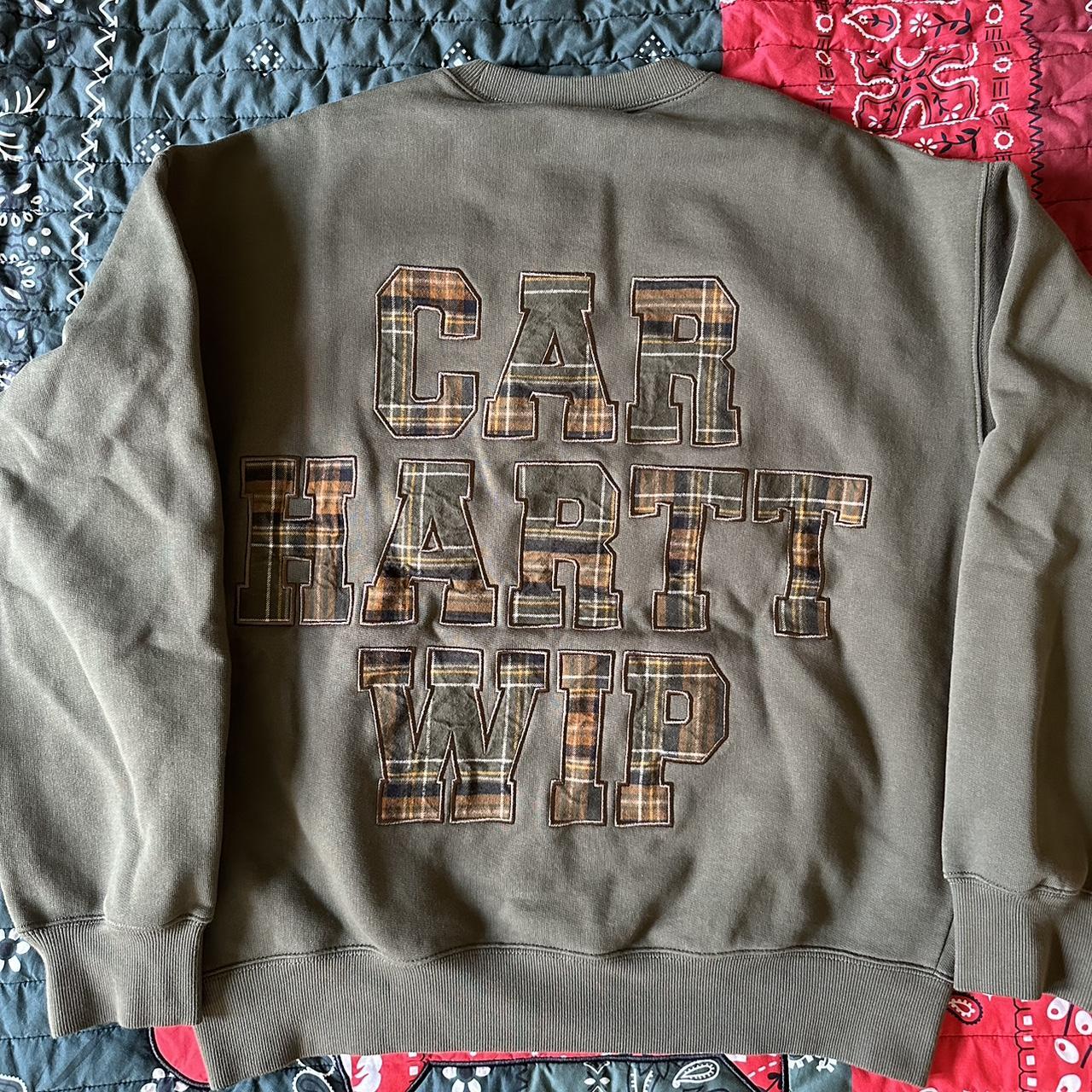 carhartt wip wiles logo-patch sweatshirt worn once | Depop