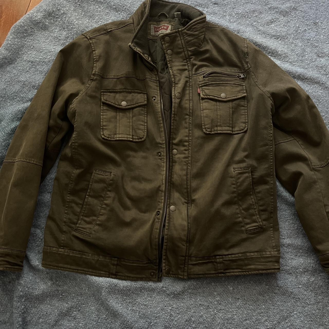 Men’s Levi’s canvas army green heavy weight jacket.... - Depop