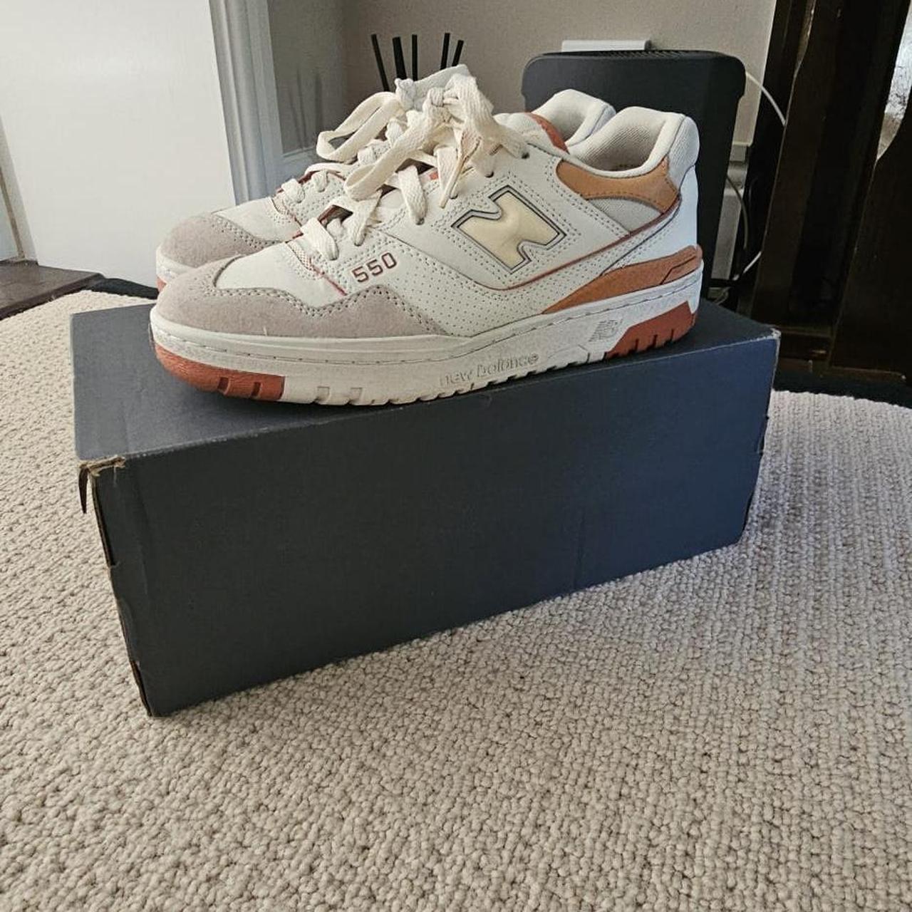 New Balance 550 trainers in white and tan #trainers - Depop