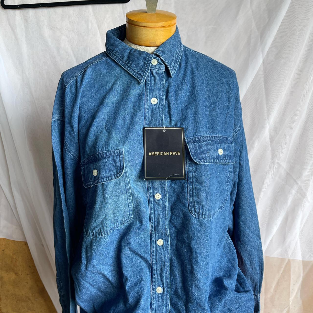 American Rave brand denim 100% cotton button up... - Depop