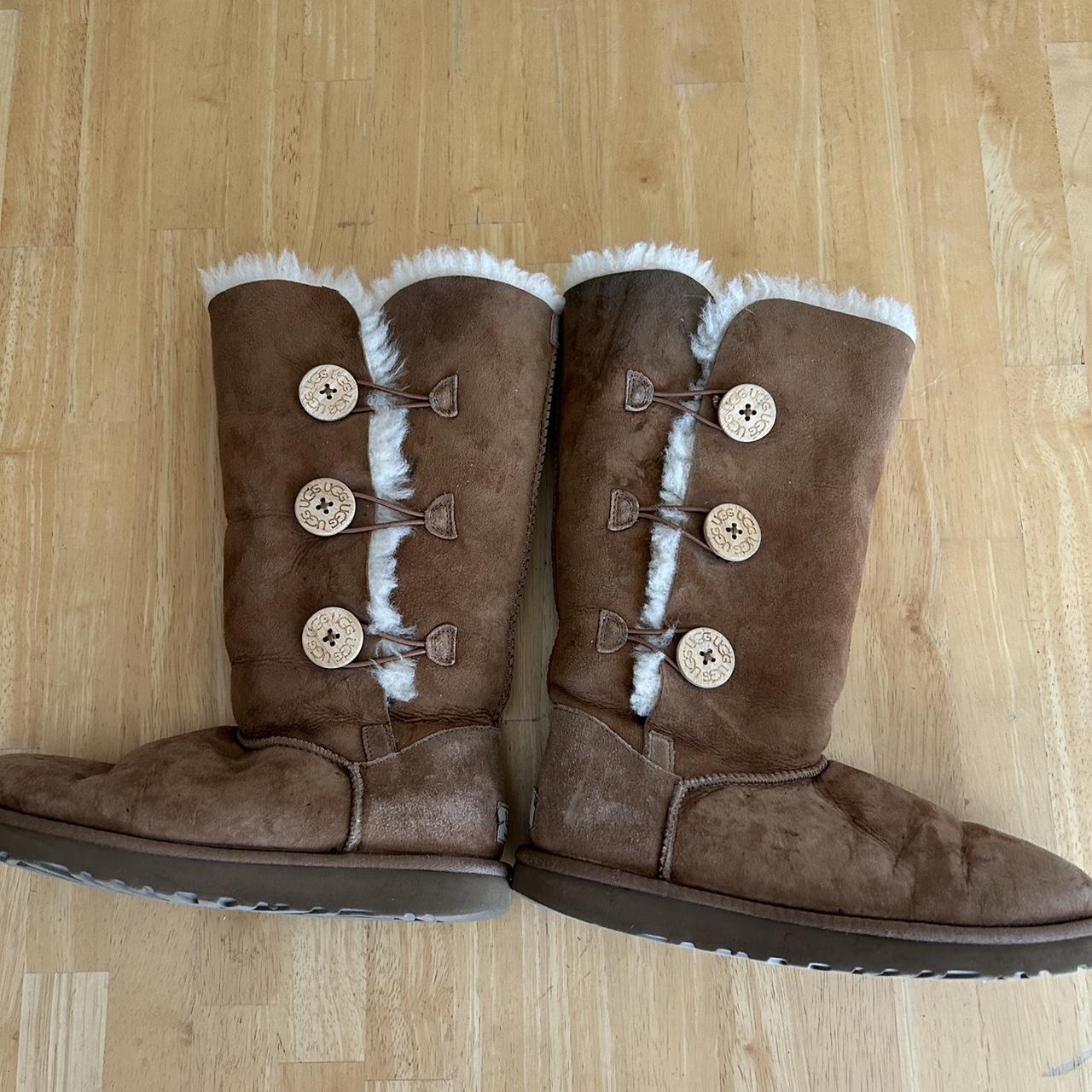 Brown UGG Bailey button up boots with faux fur... - Depop