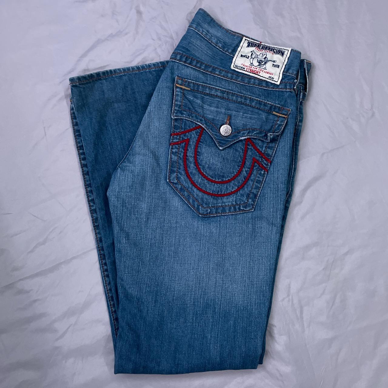 Red Stitch True Religion Jeans 34W/30L The wash... - Depop
