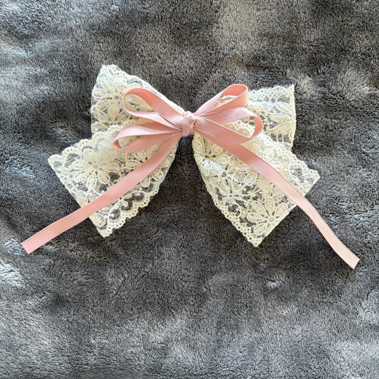 Adorable lace ribbon bow 🎀 Cream lacey ribbon ... | Depop