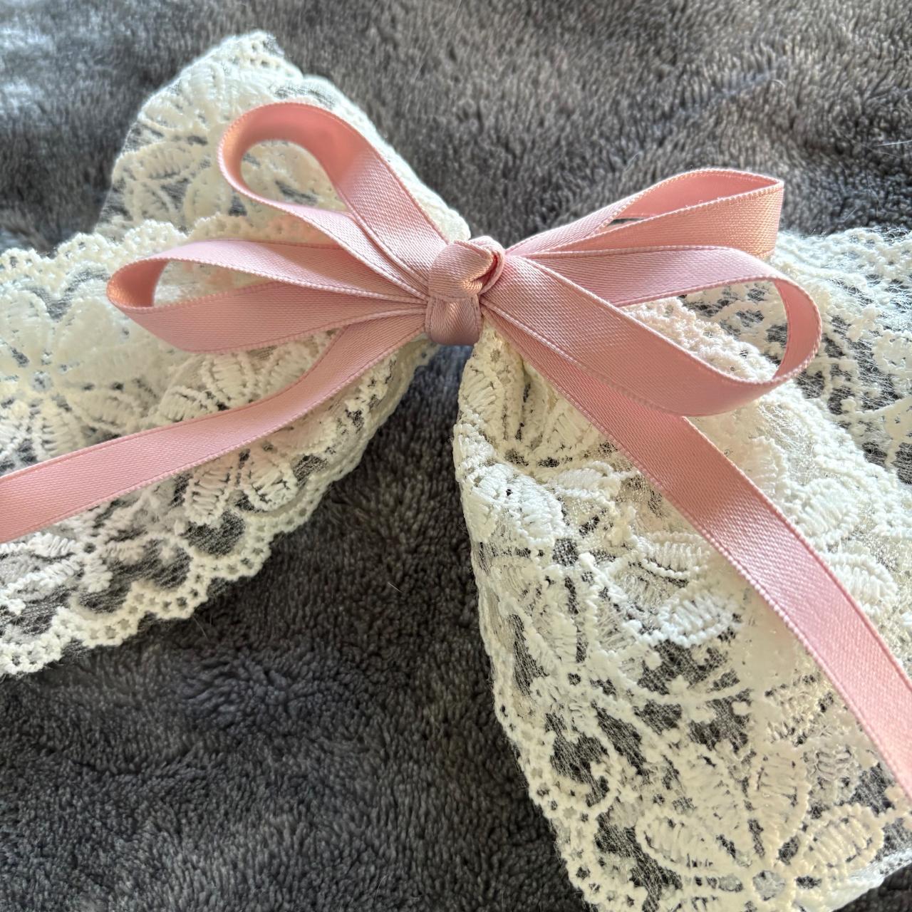 Adorable lace ribbon bow 🎀 Cream lacey ribbon ... | Depop