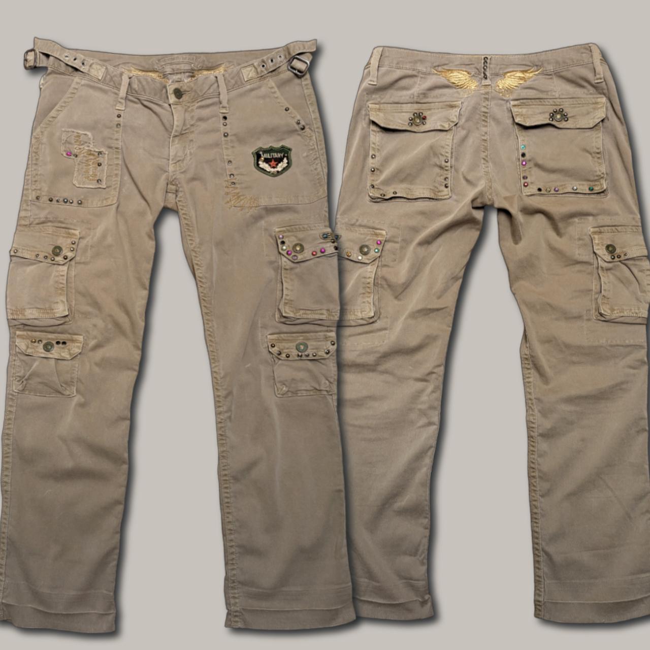 True Religion Men's Khaki and Tan Trousers Robin... - Depop