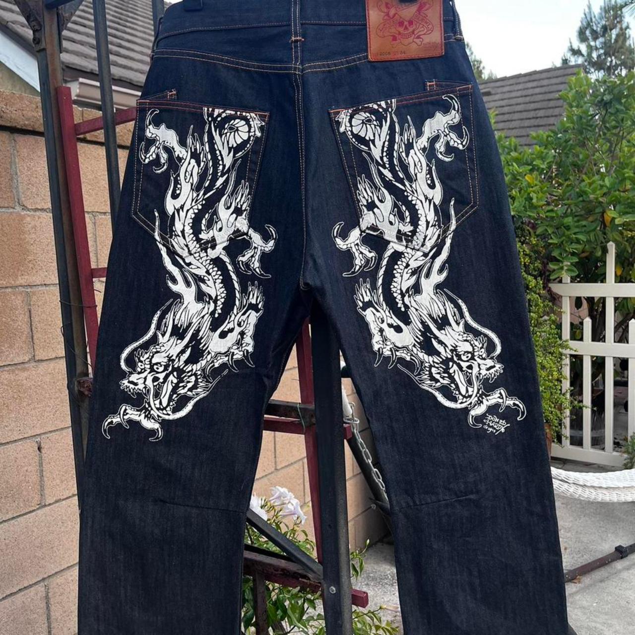 Ed Hardy Men's Blue Jeans Vintage Ed Hardy Jeans... - Depop