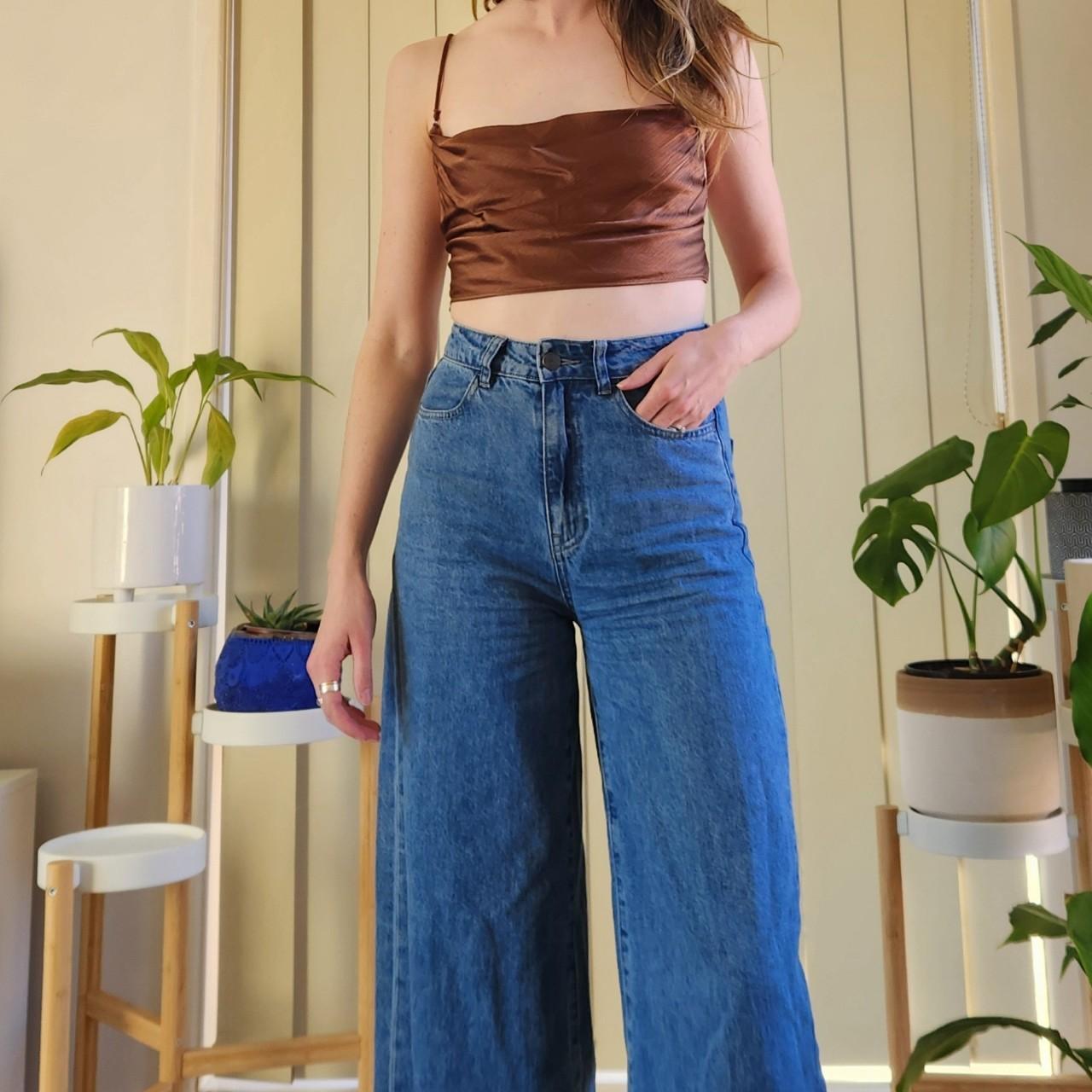 Brown Silky Crop Top Beautiful For Summer Size 6 Depop